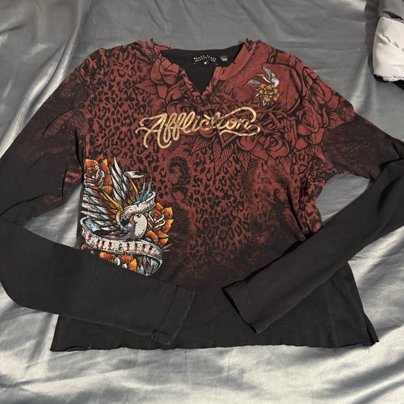 Affliction | Tops | Affliction Black Label Red And Black Graphic Tee ...